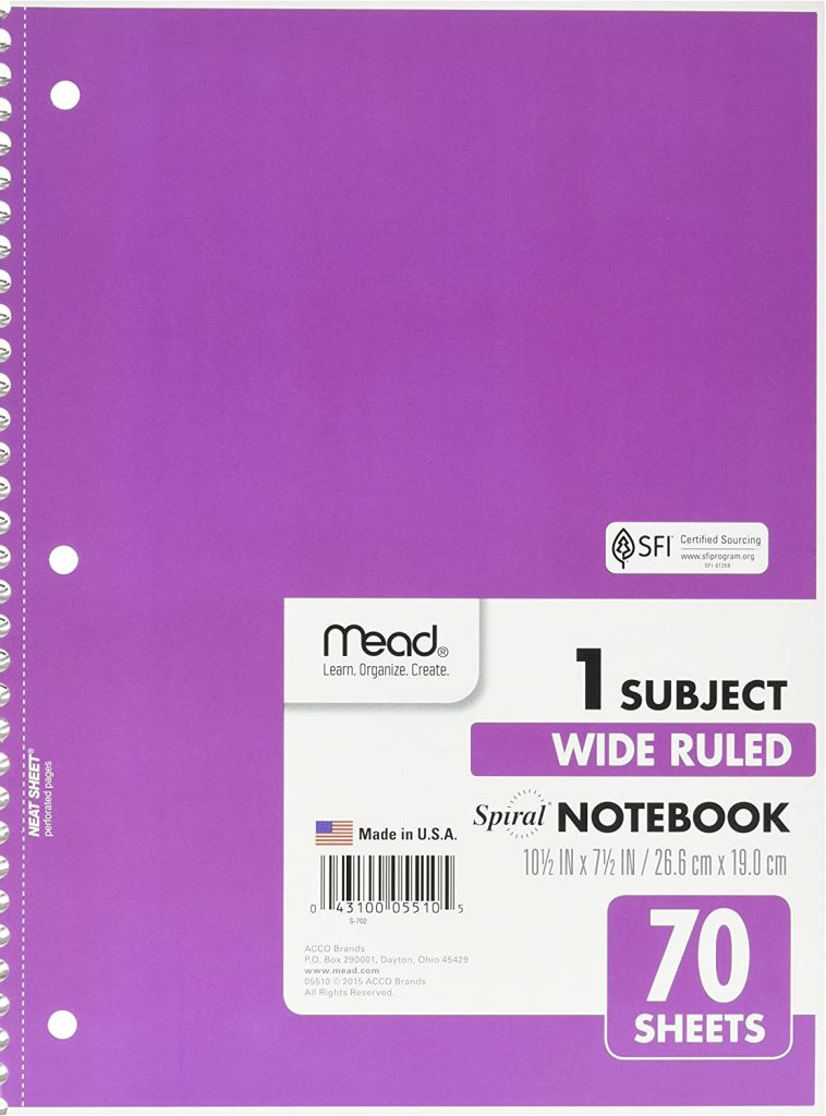 1 Subject Wide Ruled Spiral-bound Notebook | stationery supplier